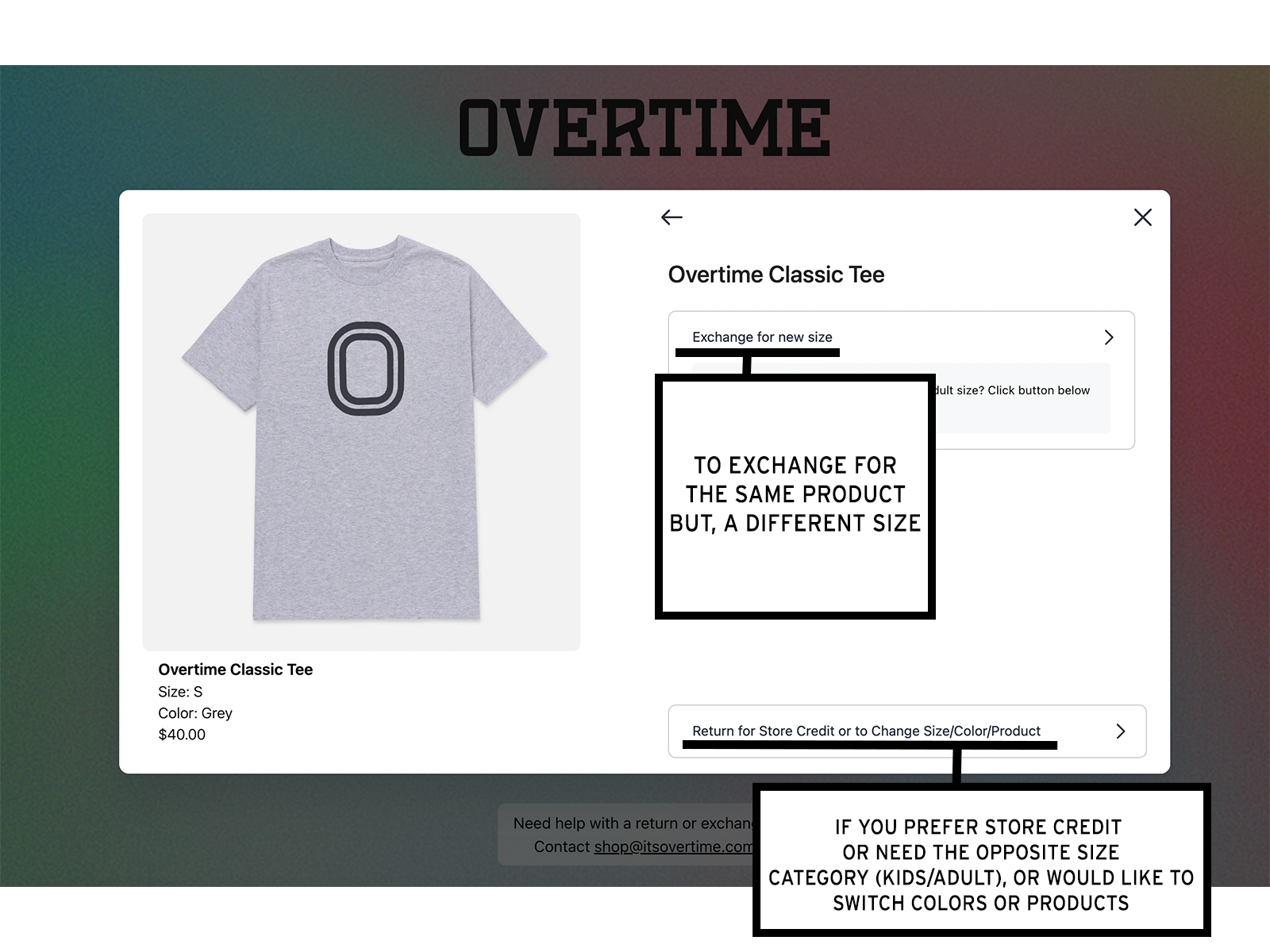 How to return an item? – Overtime